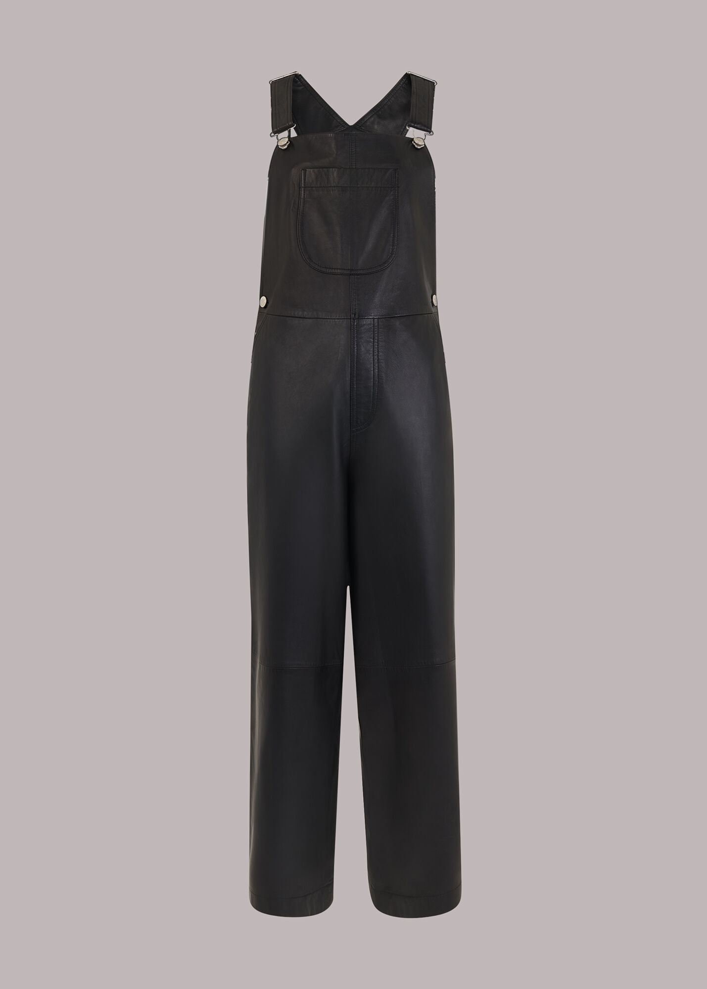 Black Leather Straight Leg Dungarees | Whistles AU | Whistles AU