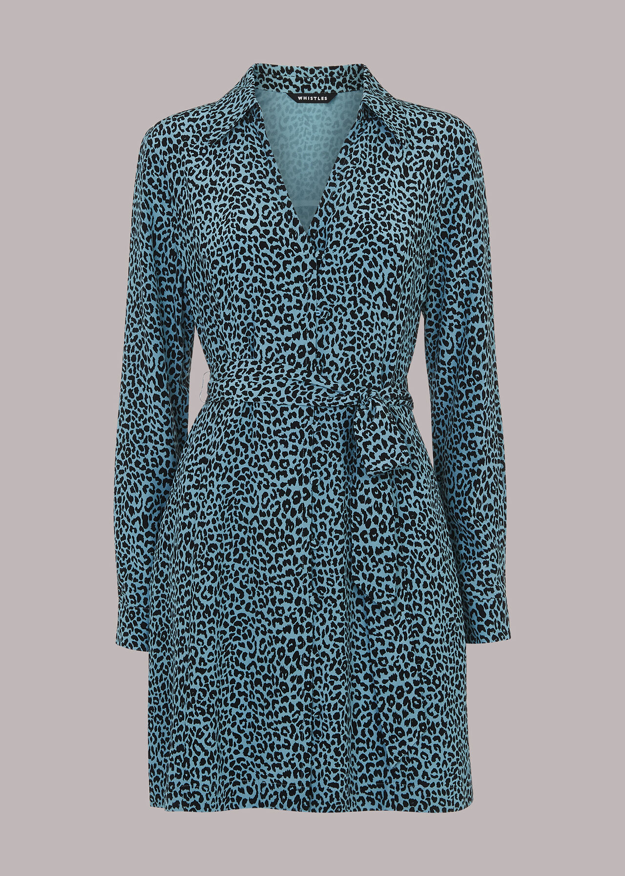 Bluemulti Contrast Leopard Belted Dress Whistles