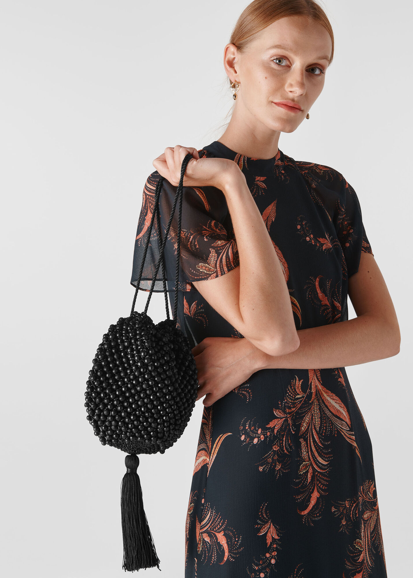 Black Lila Beaded Drawstring Bag | WHISTLES