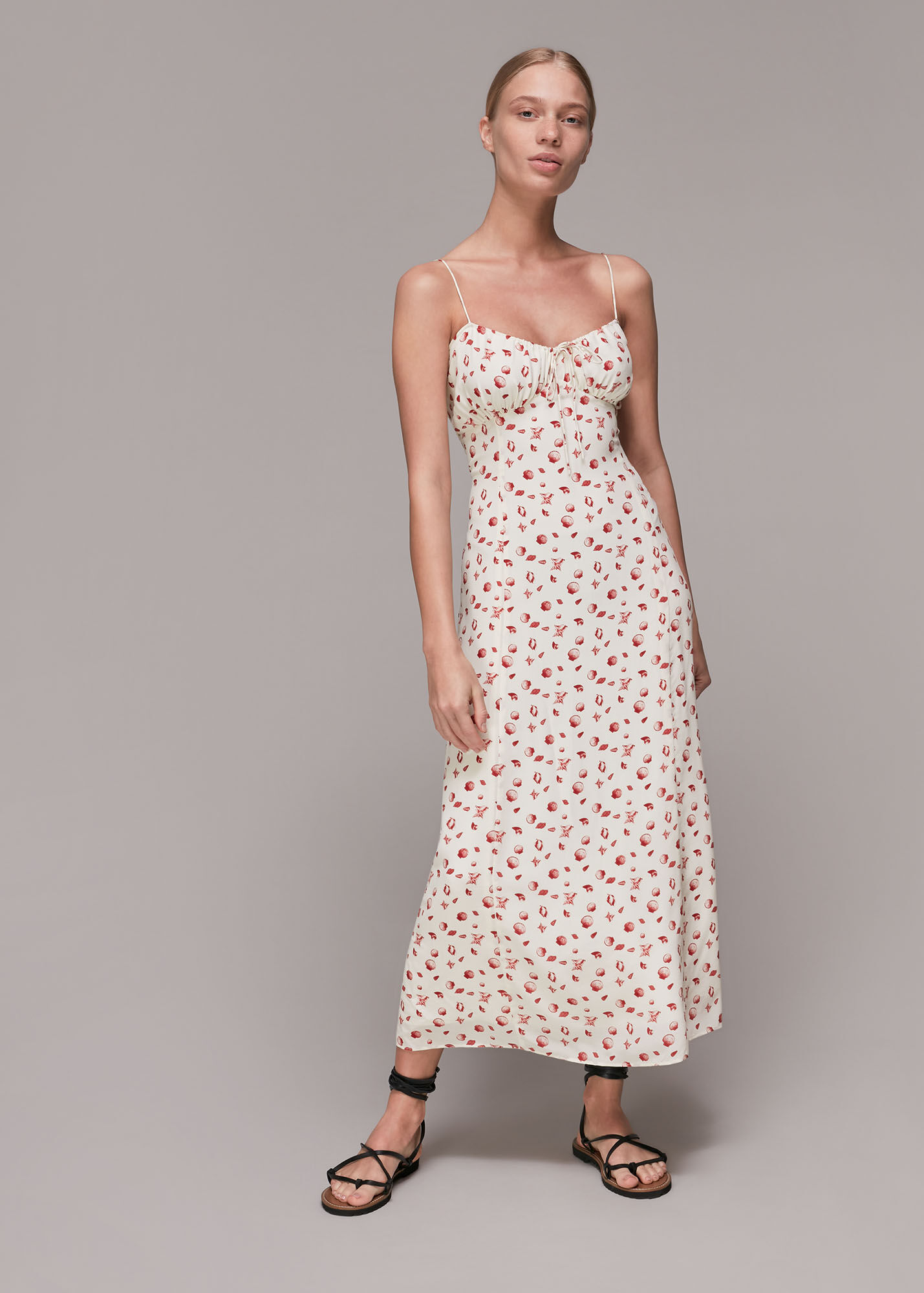 Multicolour Sea Shell Silk Slip Dress | WHISTLES | Whistles UK