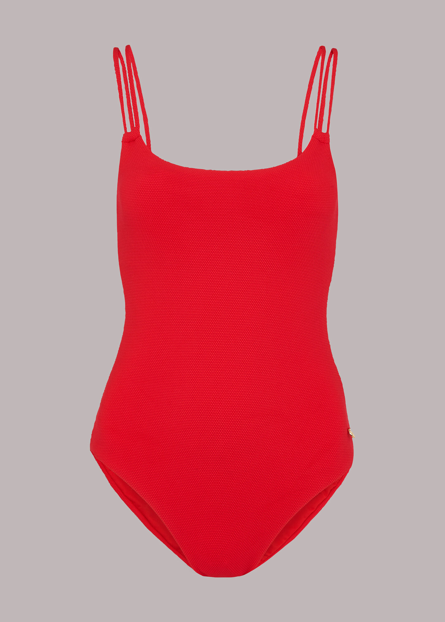 Red Double Strap Textured Swimsuit | WHISTLES