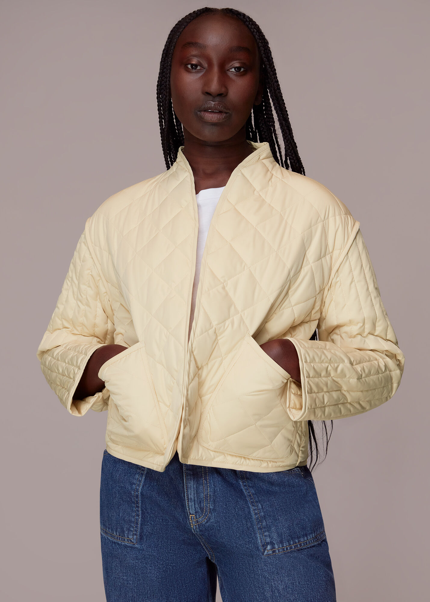 Pale Yellow Lydia Quilted Jacket | WHISTLES