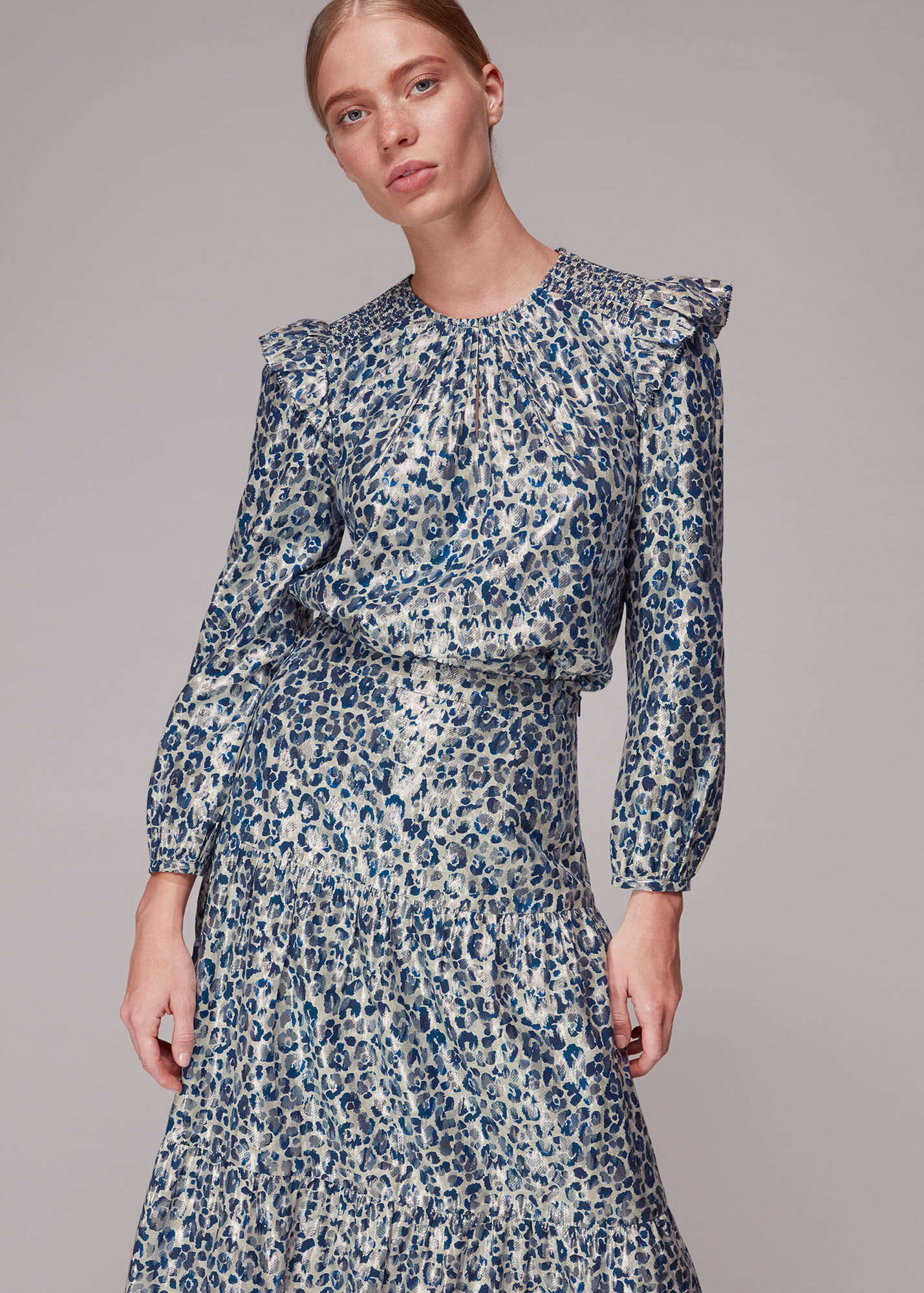 Multicolour Animal Metallic Skirt | WHISTLES | Whistles UK