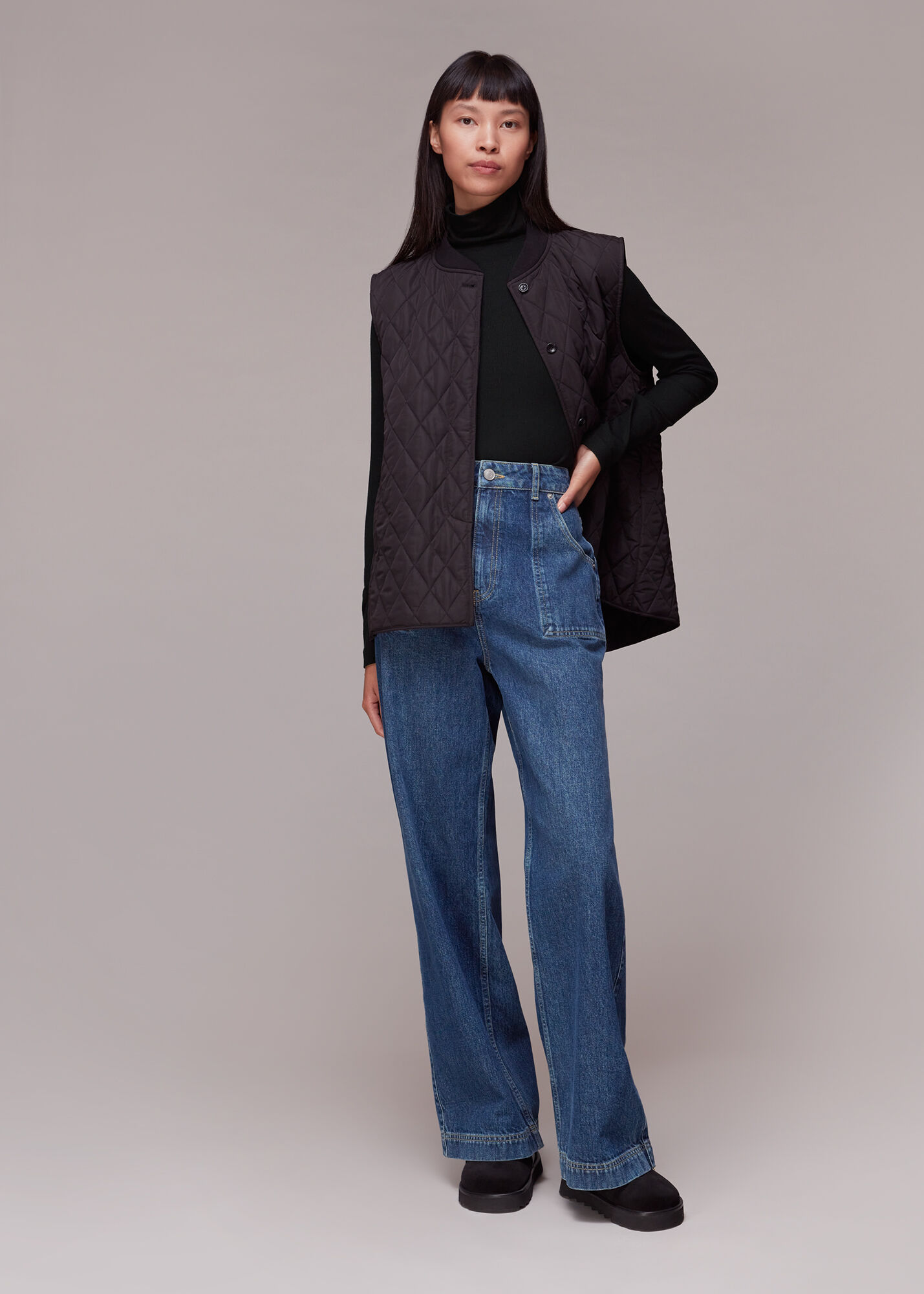 Shop the Black Ribbed Roll Neck Top at Whistles | Week Day Essential