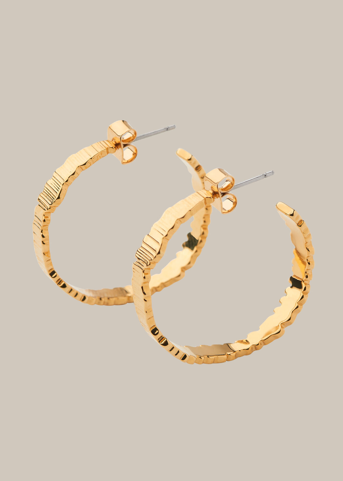 Gold/Multi Textured Large Hoop | WHISTLES | Whistles UK