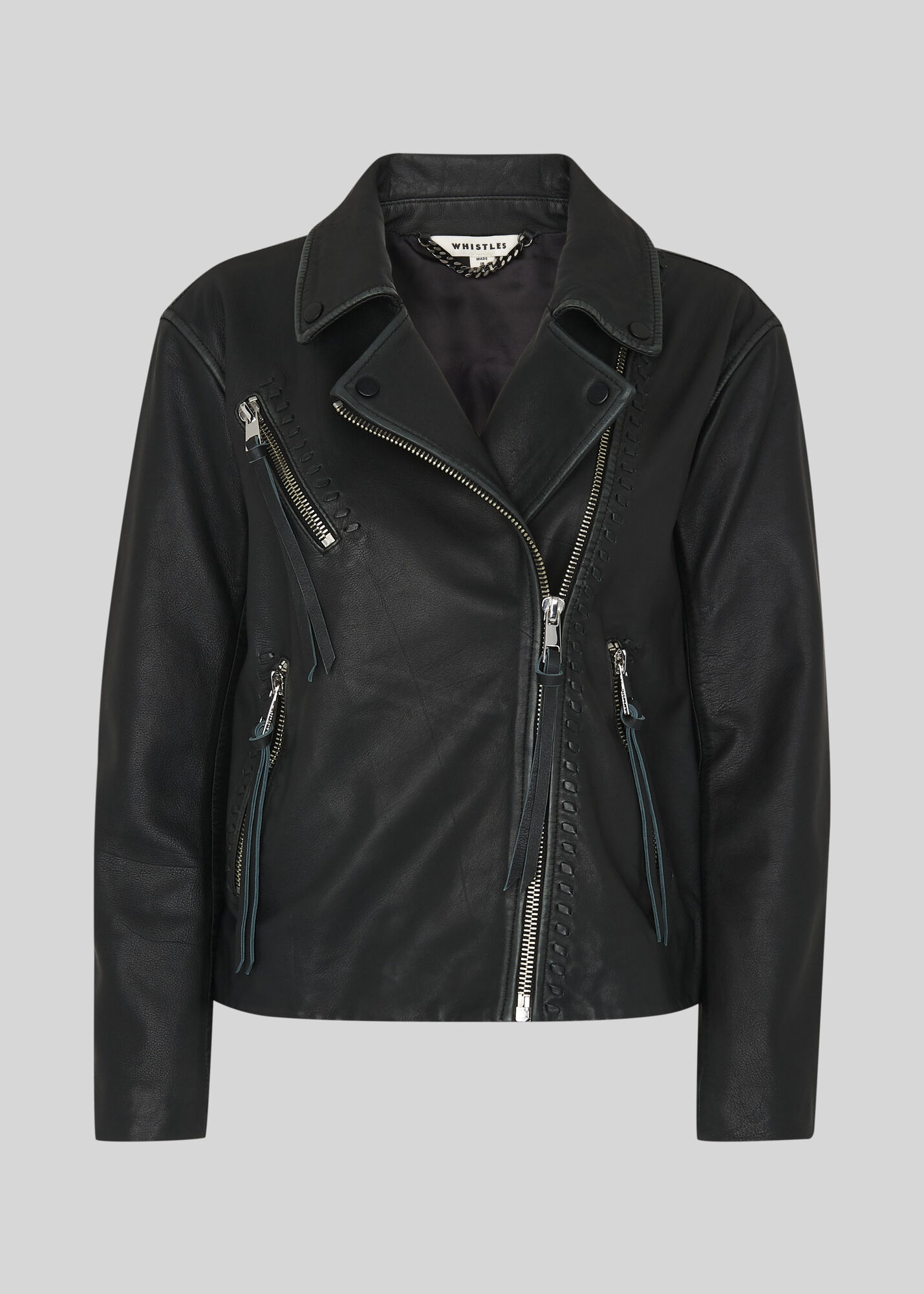 Black Tessa Tumbled Leather Biker | WHISTLES