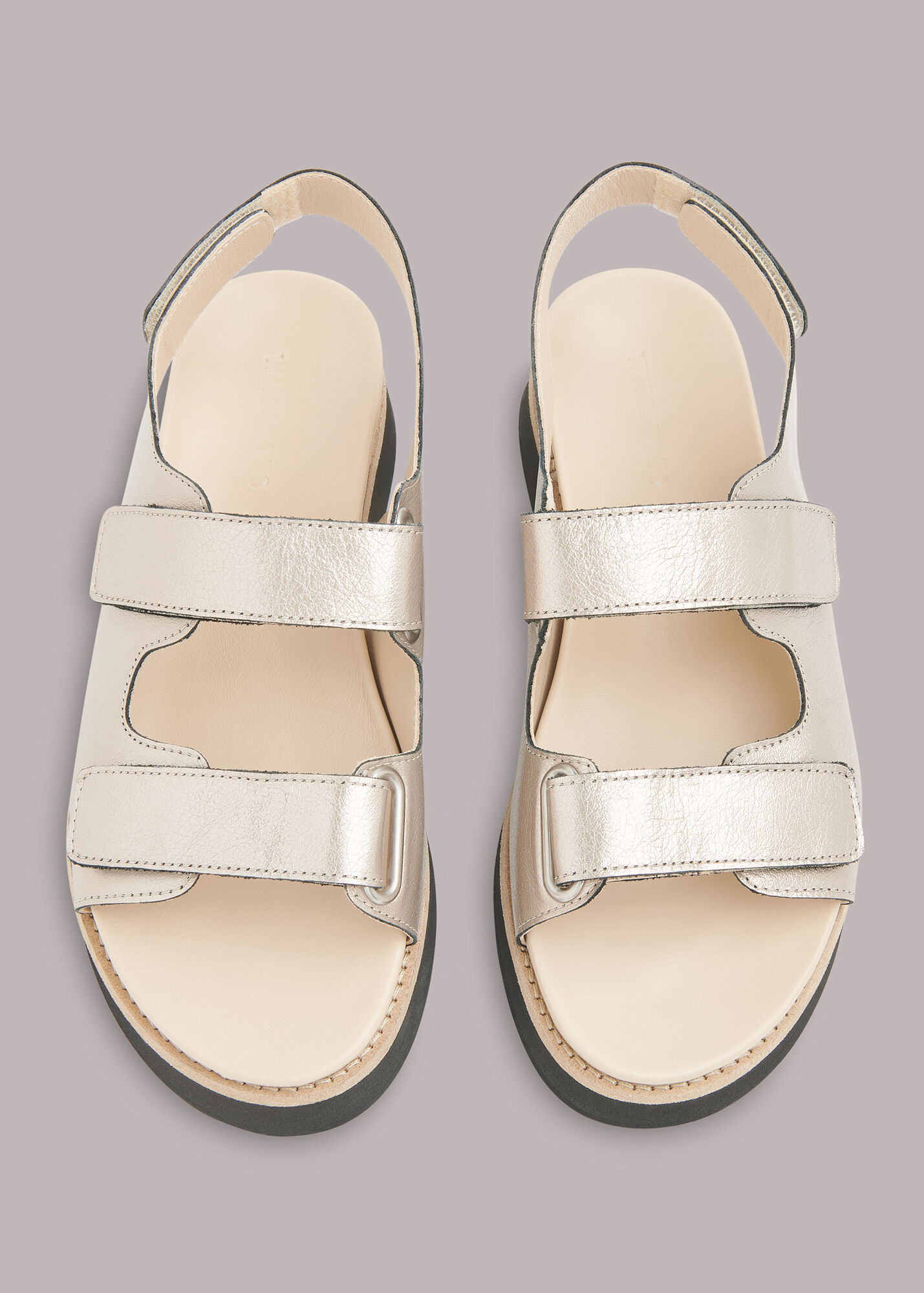 Pewter Rocco Velcro Sandal | WHISTLES | Whistles UK