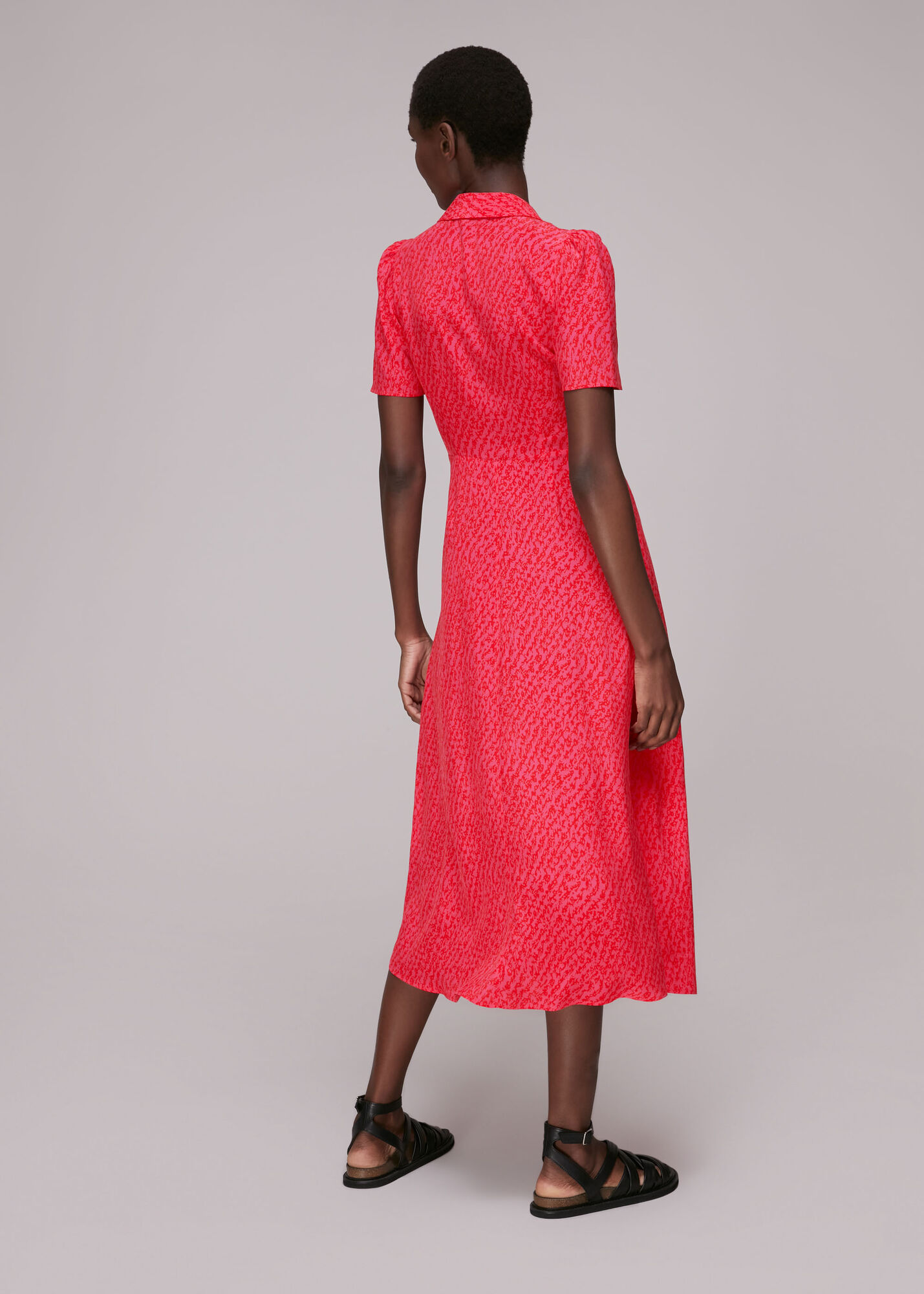 Pink/Multi Rowan Diagonal Print Dress | WHISTLES | Whistles UK