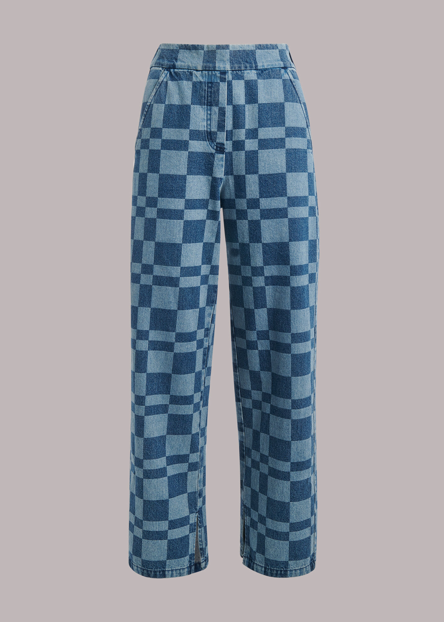 Blue/Multi Billie Checkerboard Jeans | WHISTLES | Whistles