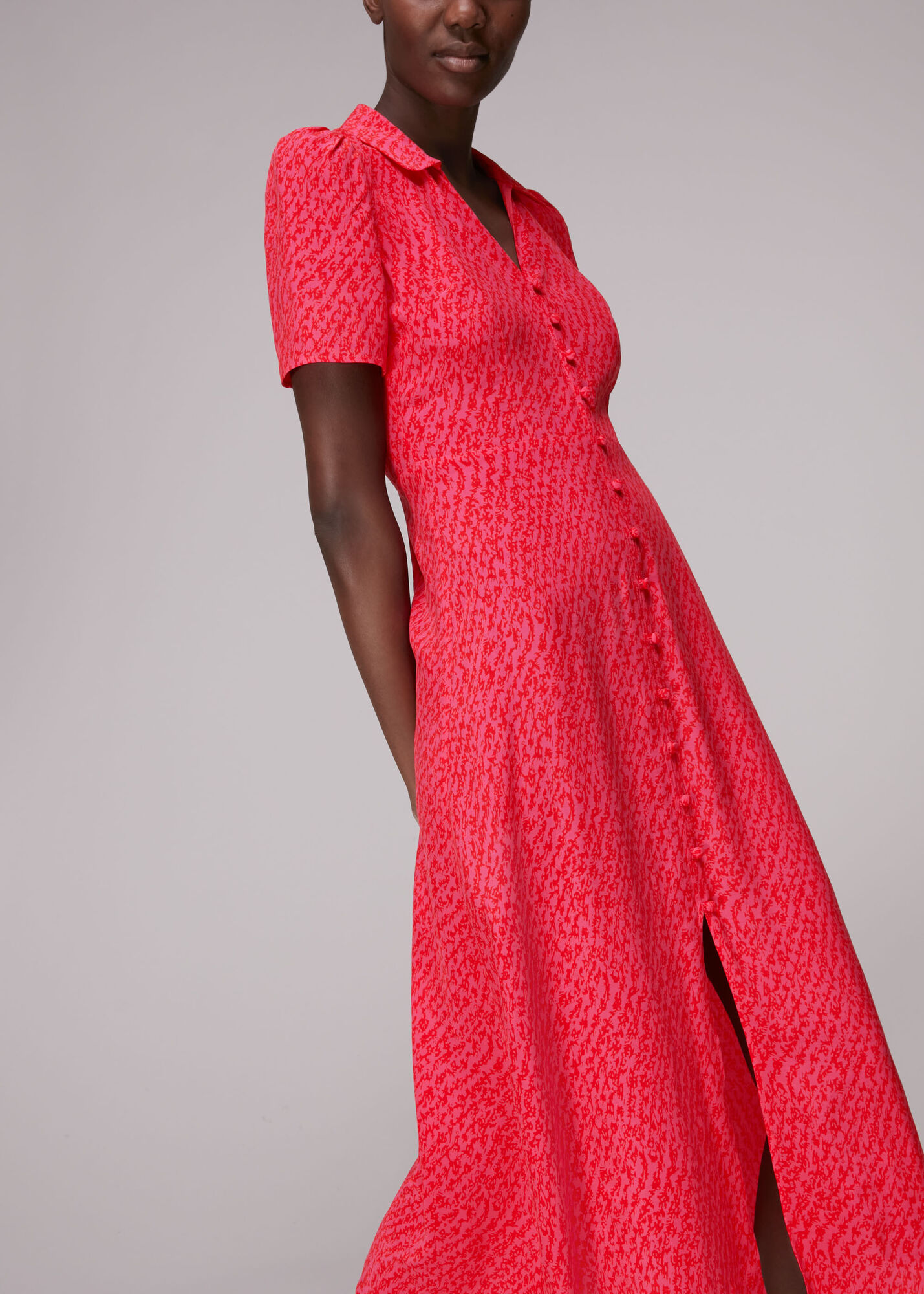 Pink/Multi Rowan Diagonal Print Dress | WHISTLES | Whistles UK