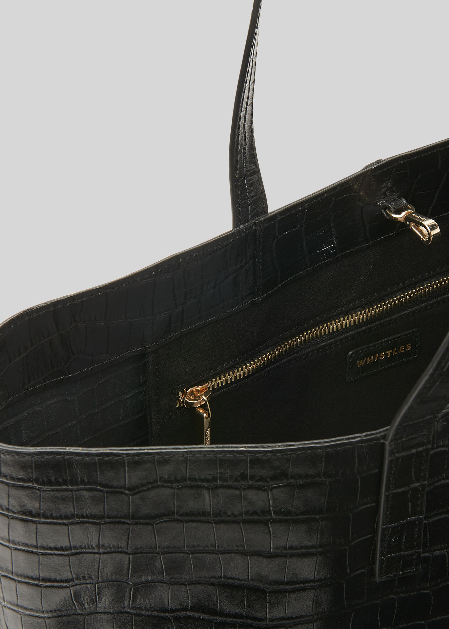 Black Denmark Unlined Croc Tote | WHISTLES