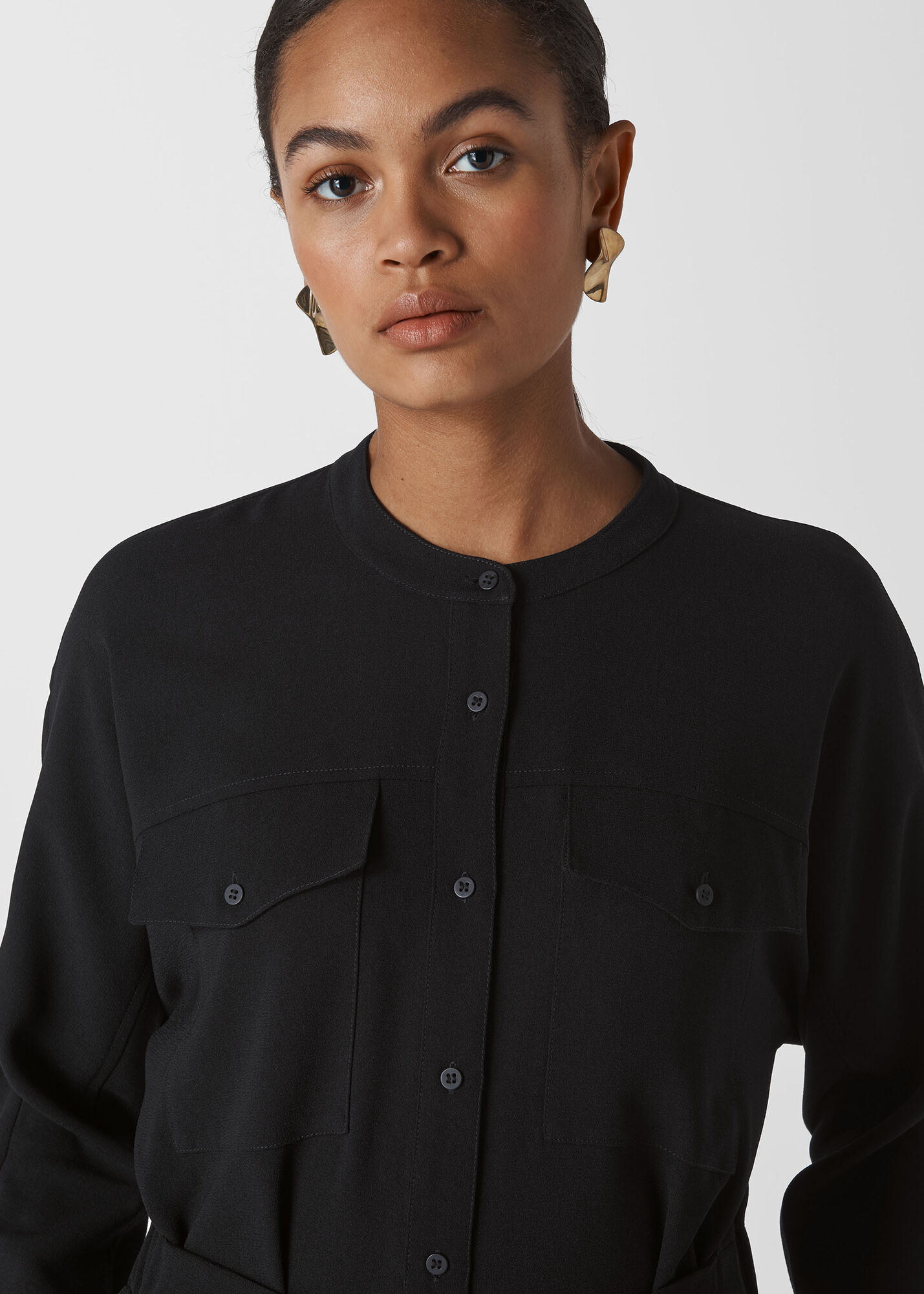 Black Utility Crepe Jumpsuit | WHISTLES | Whistles UK