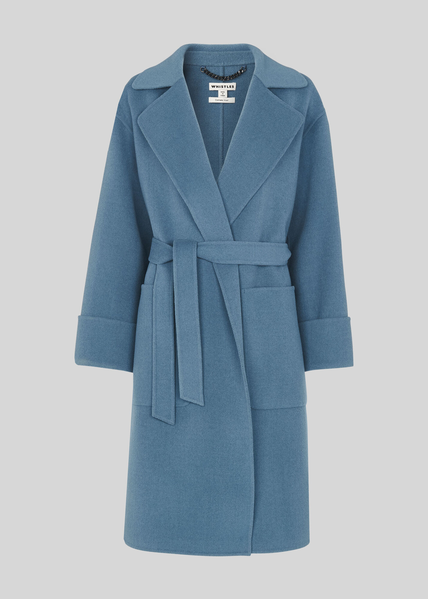 Blue Double Faced Wool Wrap Coat | WHISTLES | Whistles UK