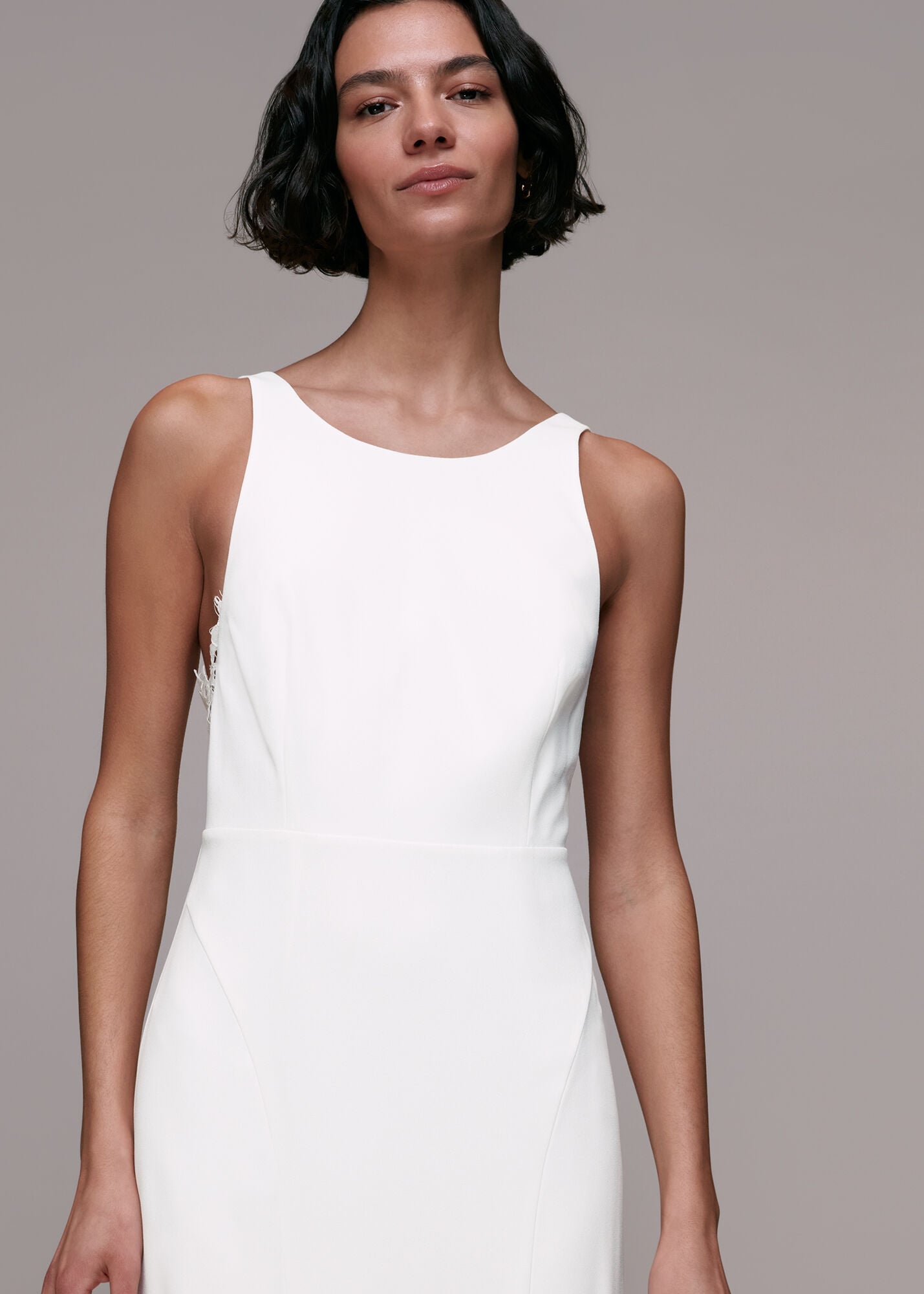 Elegant High Neck Wedding Dress with Lace Inserts | Order at Whistles