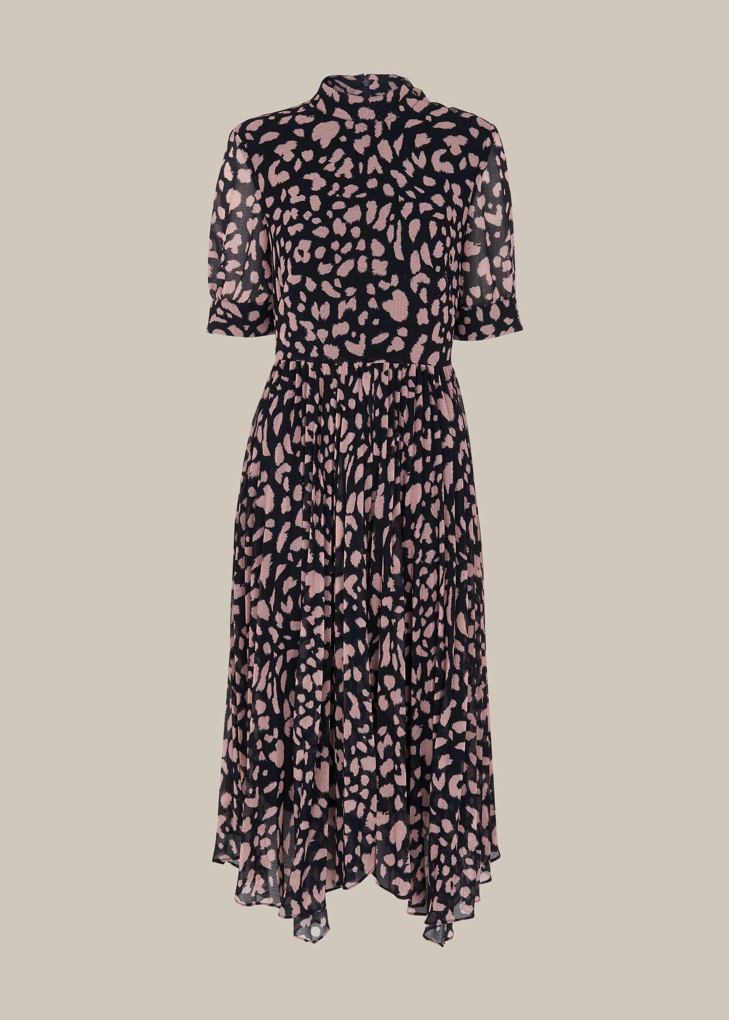Multicolour Brushed Cheetah Pleated Dress | WHISTLES