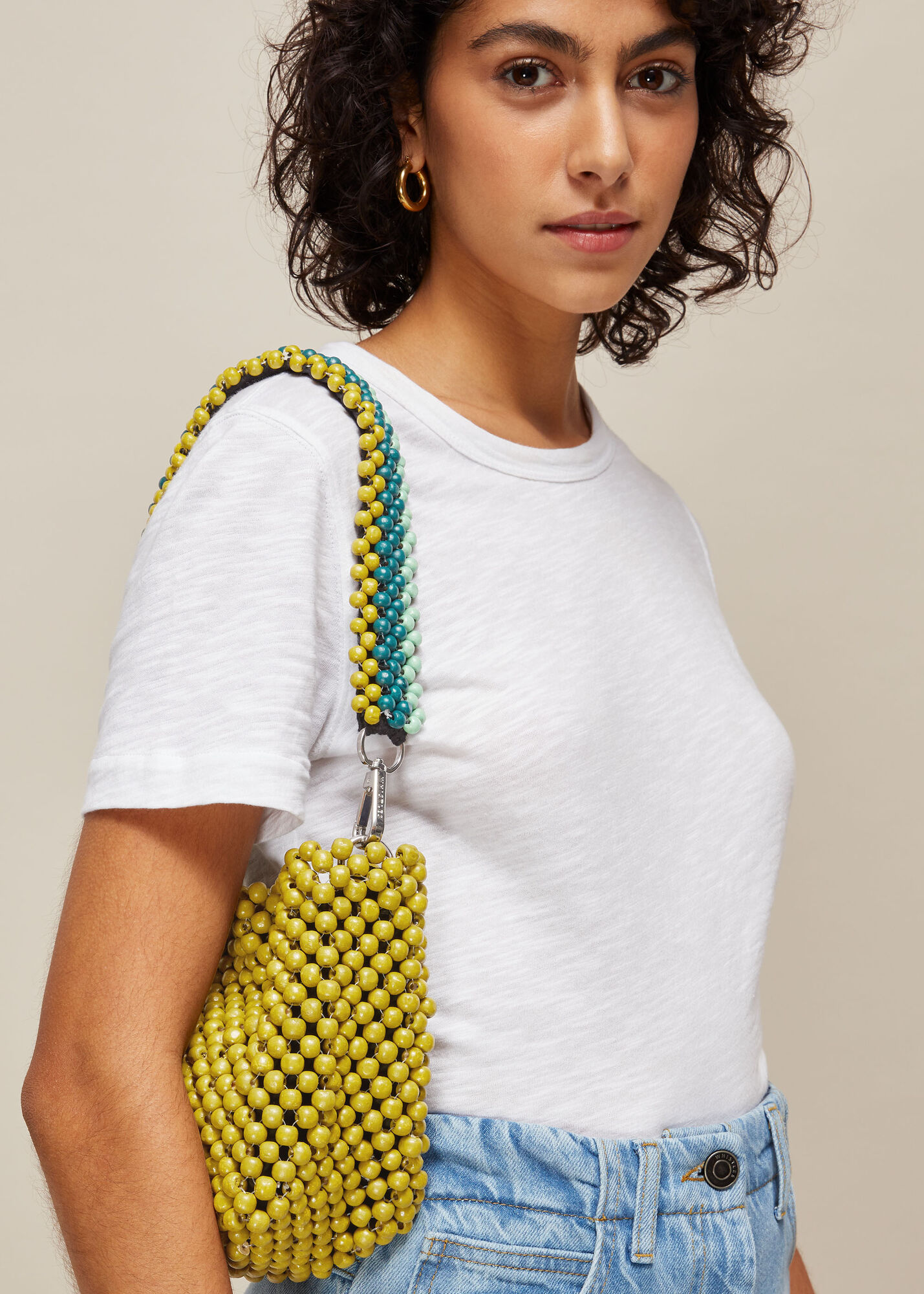 Green Martha Mini Beaded Bucket Bag | WHISTLES | Whistles UK