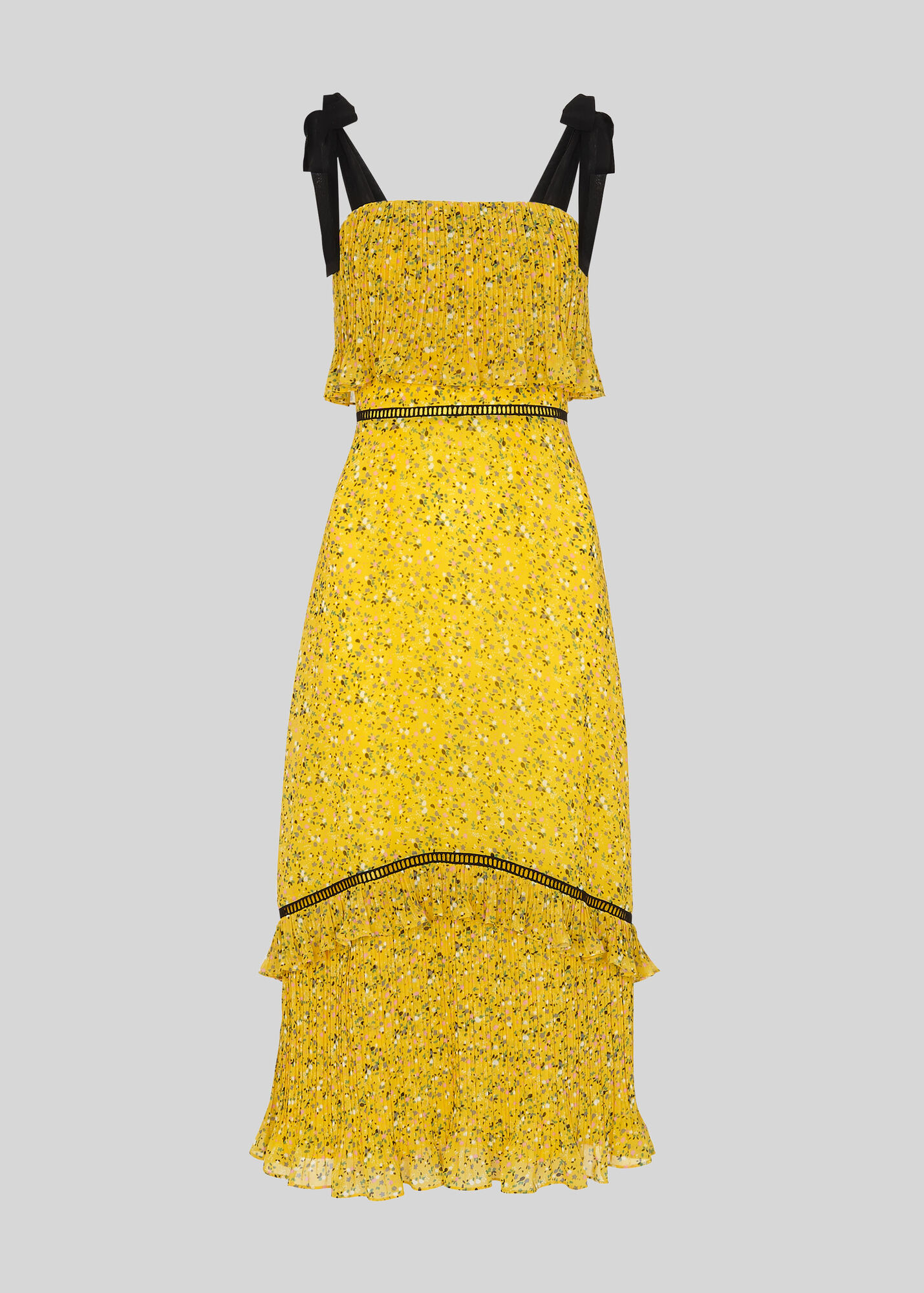 Yellow/Multi Ditsy Blossom Pleated Dress | WHISTLES