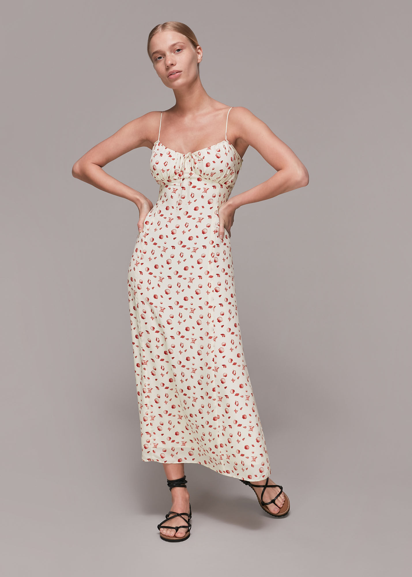 Multicolour Sea Shell Silk Slip Dress | WHISTLES | Whistles UK