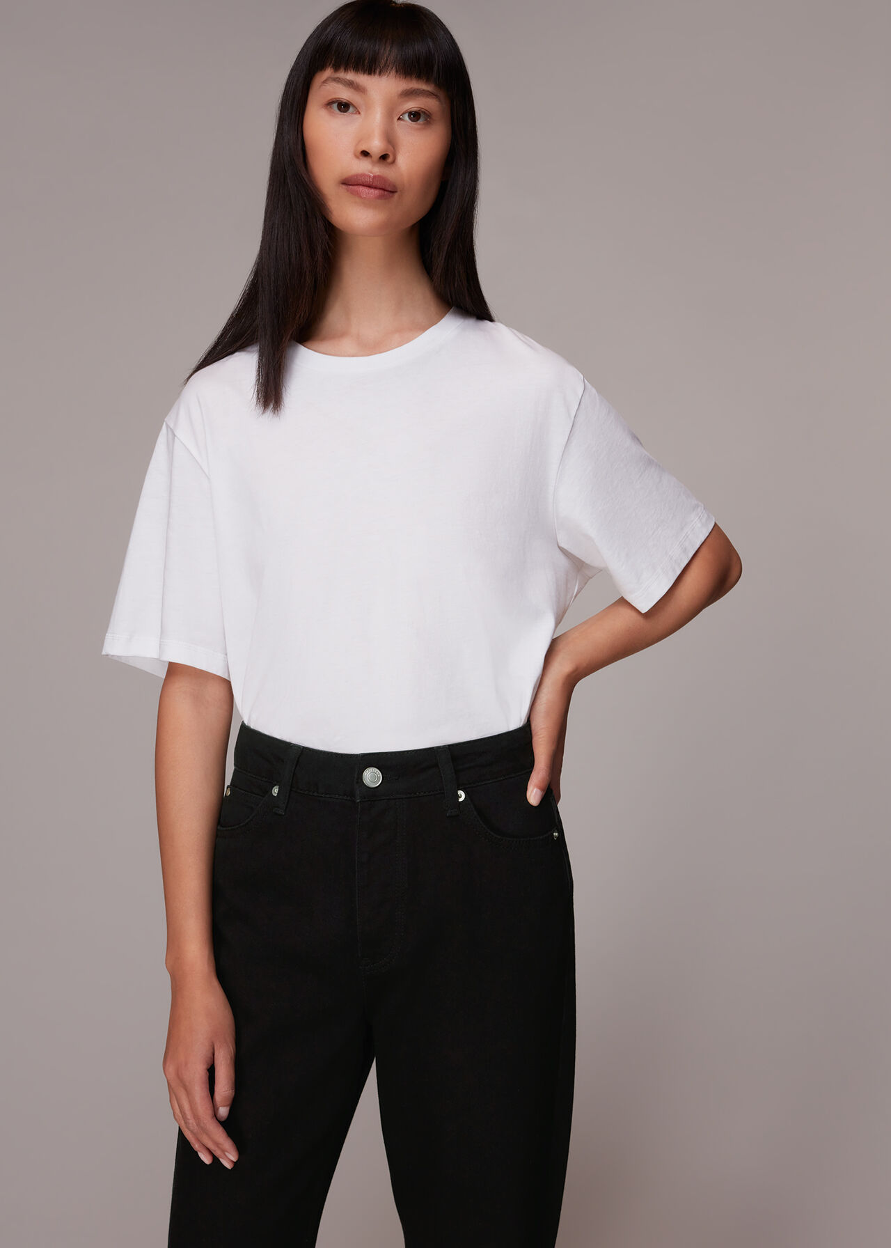Solid Black Authentic Mollie Straight Jean | WHISTLES