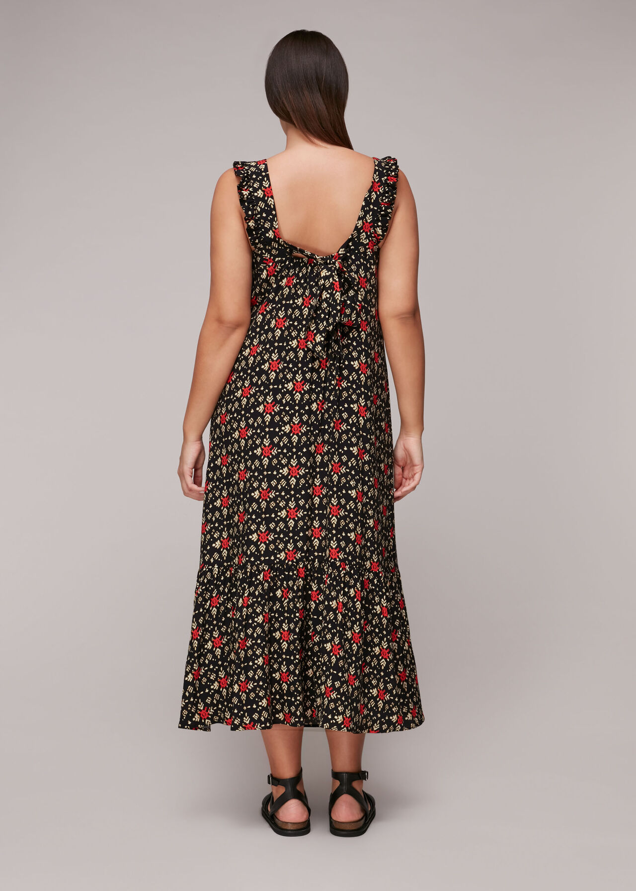 Black/Multi Block Print Midi Dress | WHISTLES Black/Multi Block Print Midi Dress | WHISTLES