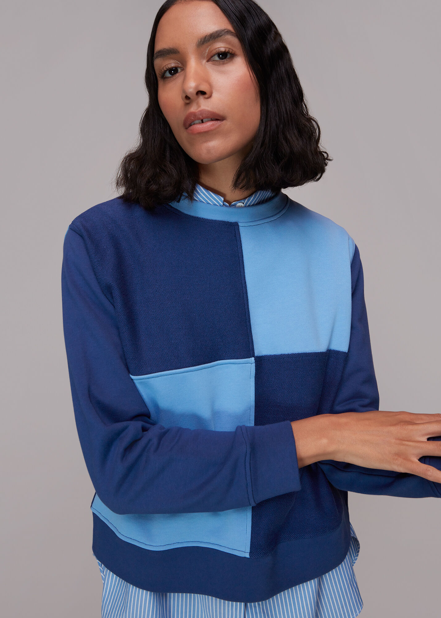 Blue/Multi Colour Block Sweat | WHISTLES