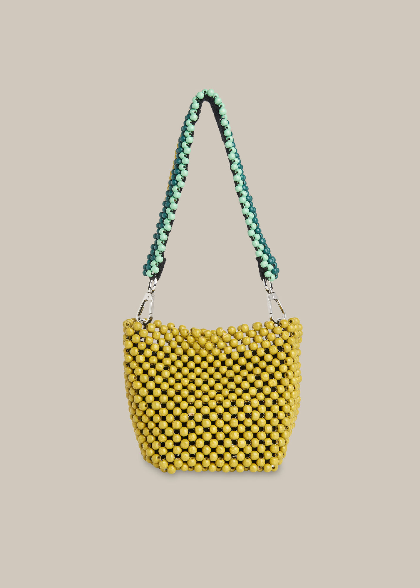 Green Martha Mini Beaded Bucket Bag | WHISTLES