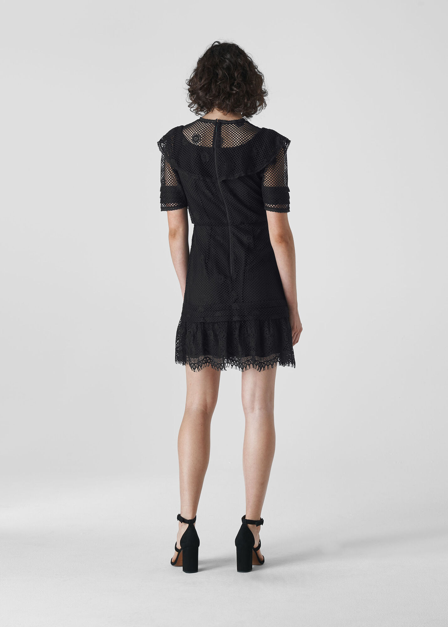 Black Mariah Lace Ruffle Dress | WHISTLES | Whistles UK