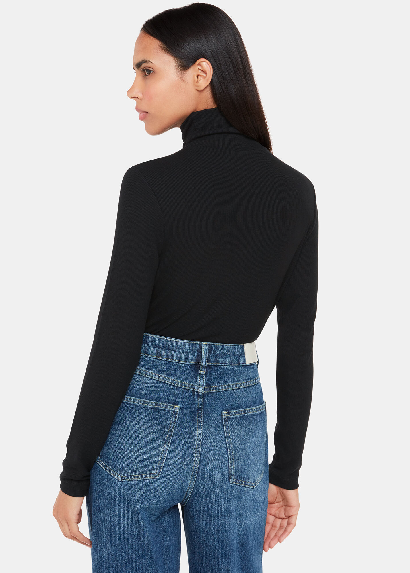 Shop the Black Ribbed Roll Neck Top at Whistles | Week Day Essential