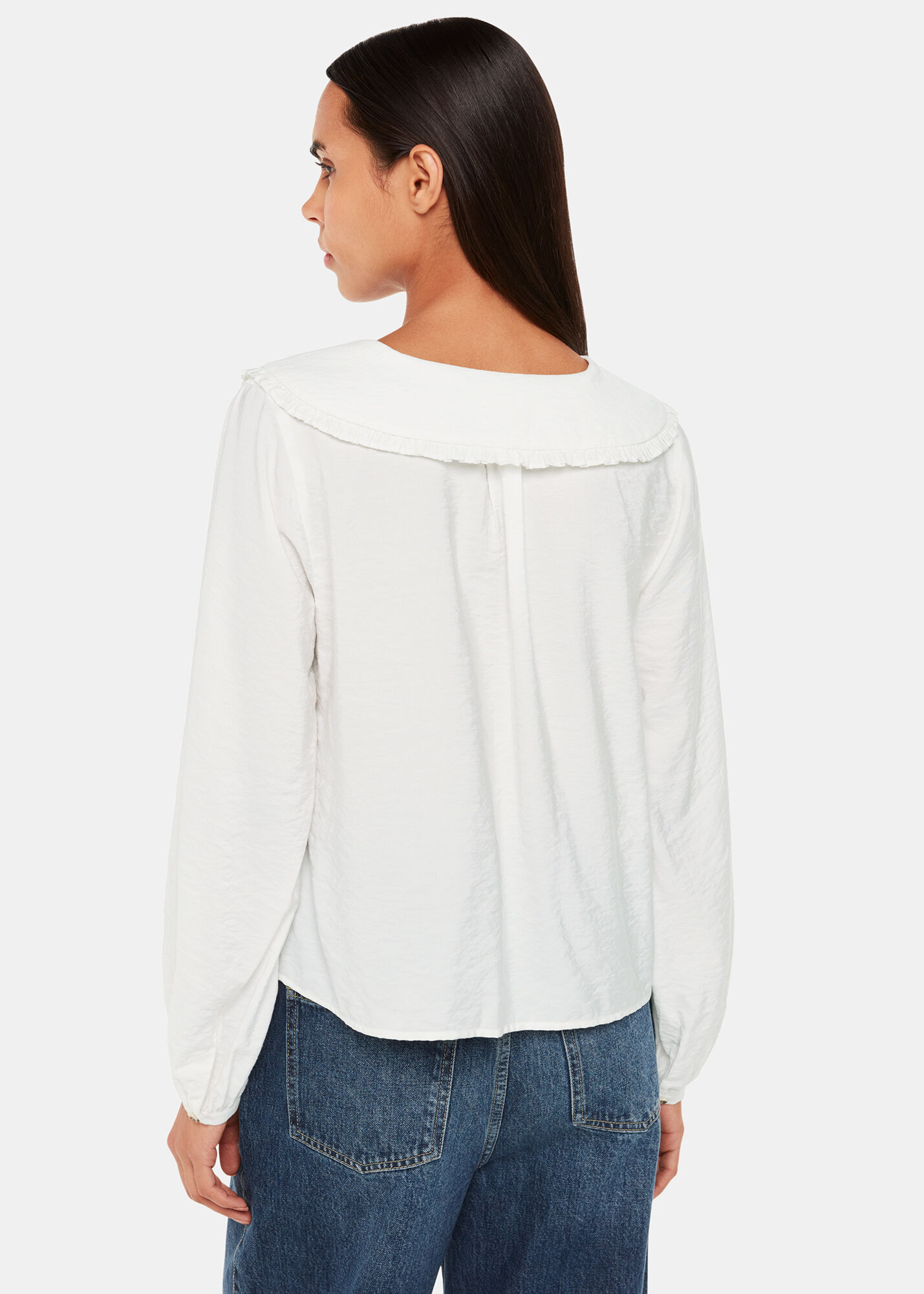 White Oversized Collar Detail Top | WHISTLES