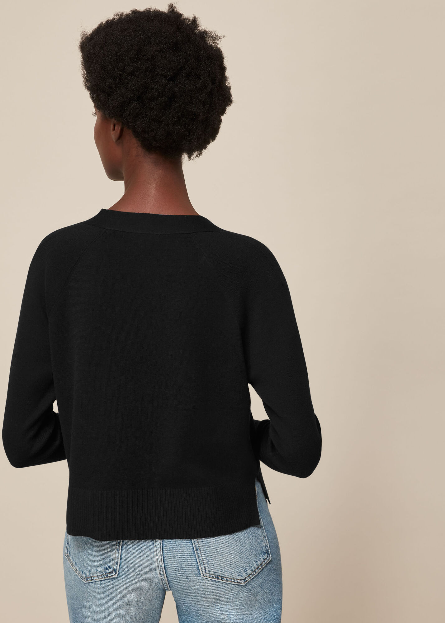 Black Button Front Cardigan | WHISTLES | Whistles UK