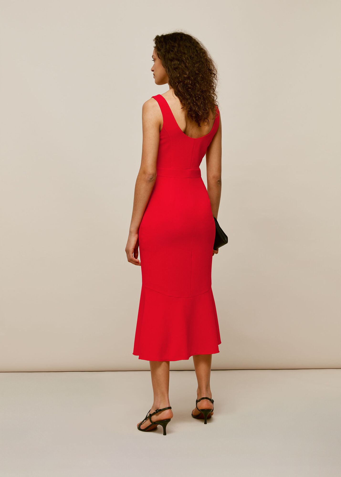 Red Milla Square Neck Dress | WHISTLES | Whistles UK