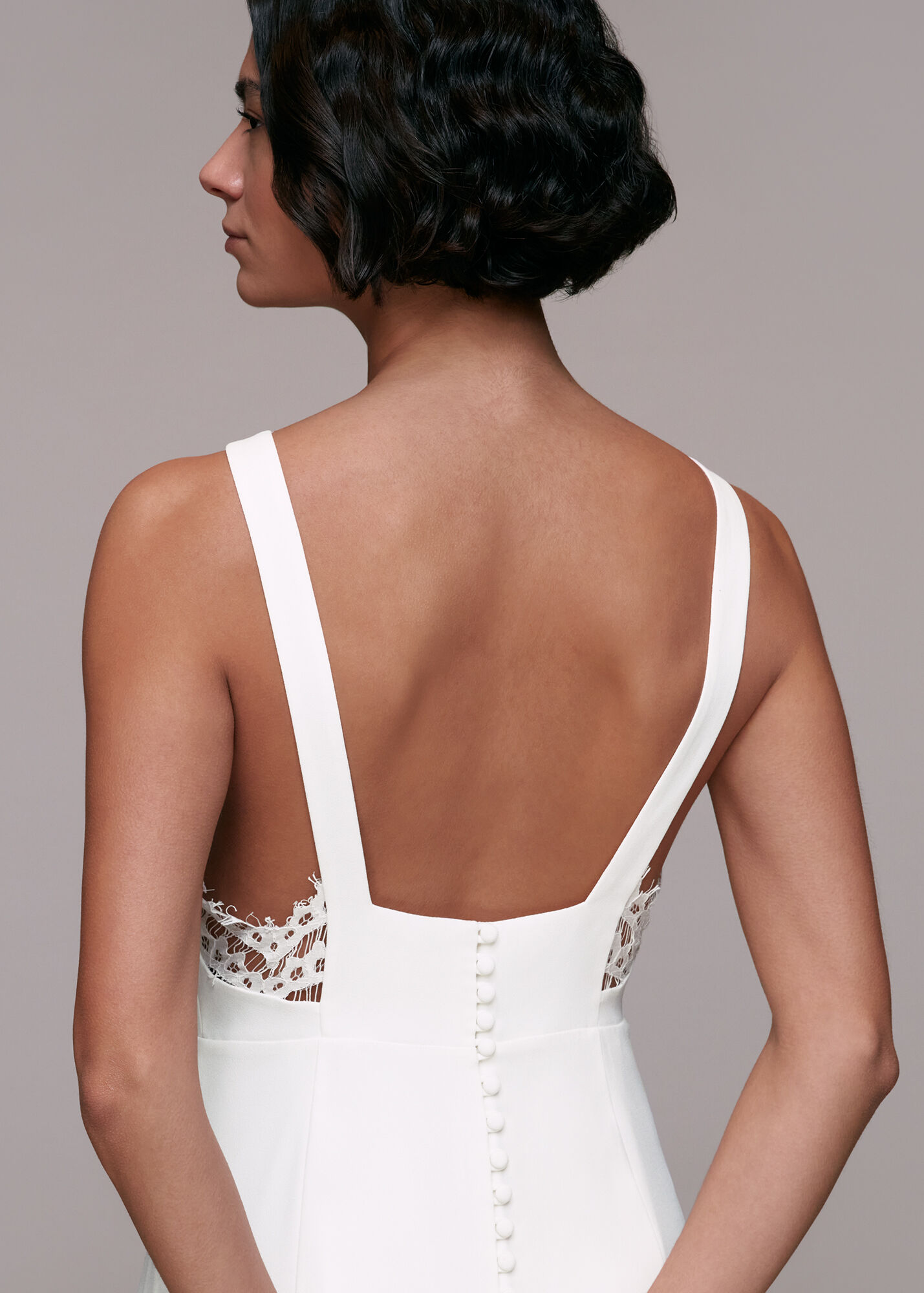 Elegant High Neck Wedding Dress with Lace Inserts | Order at Whistles