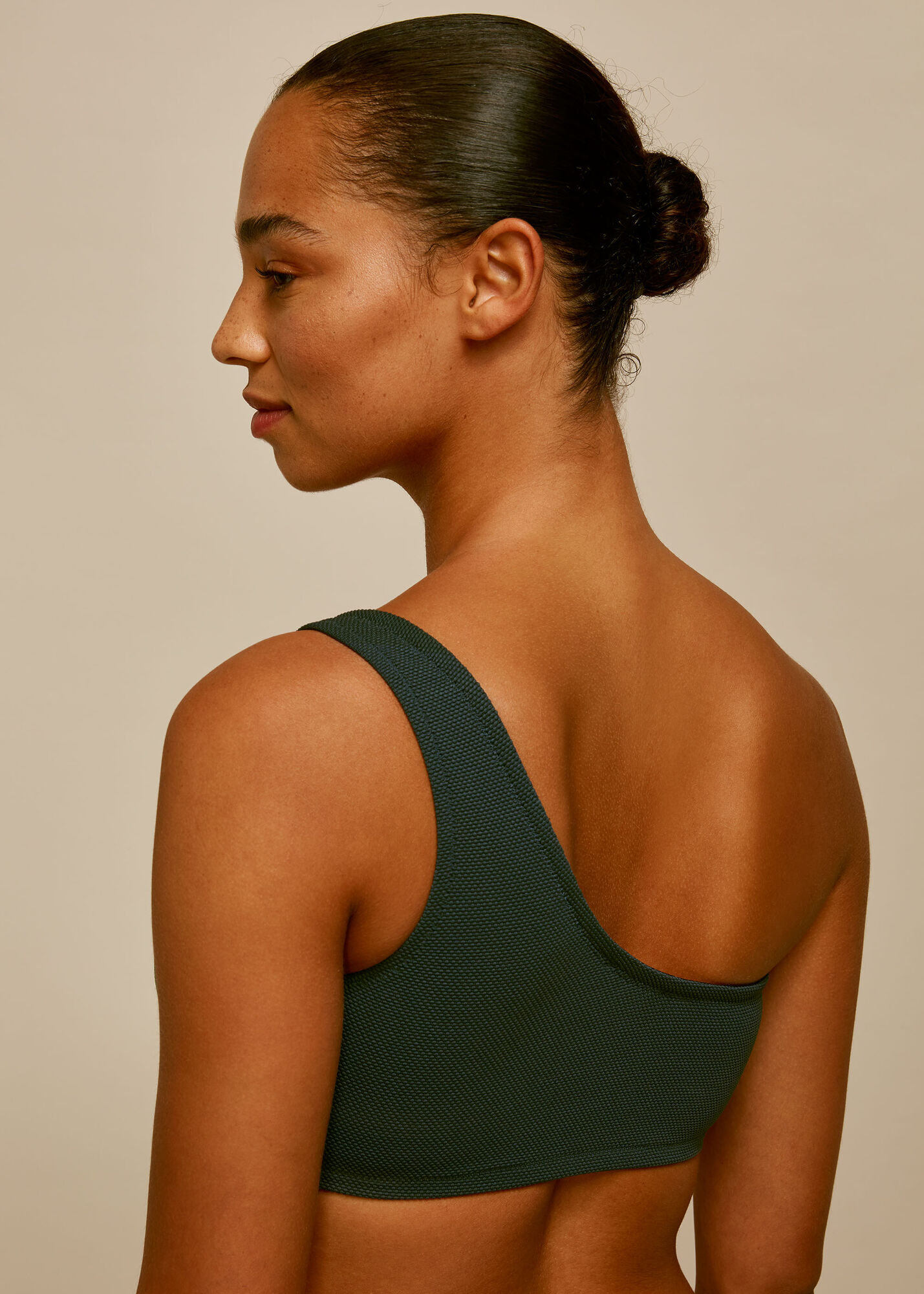 Dark Green Textured Tort Ring Bikini Top | WHISTLES