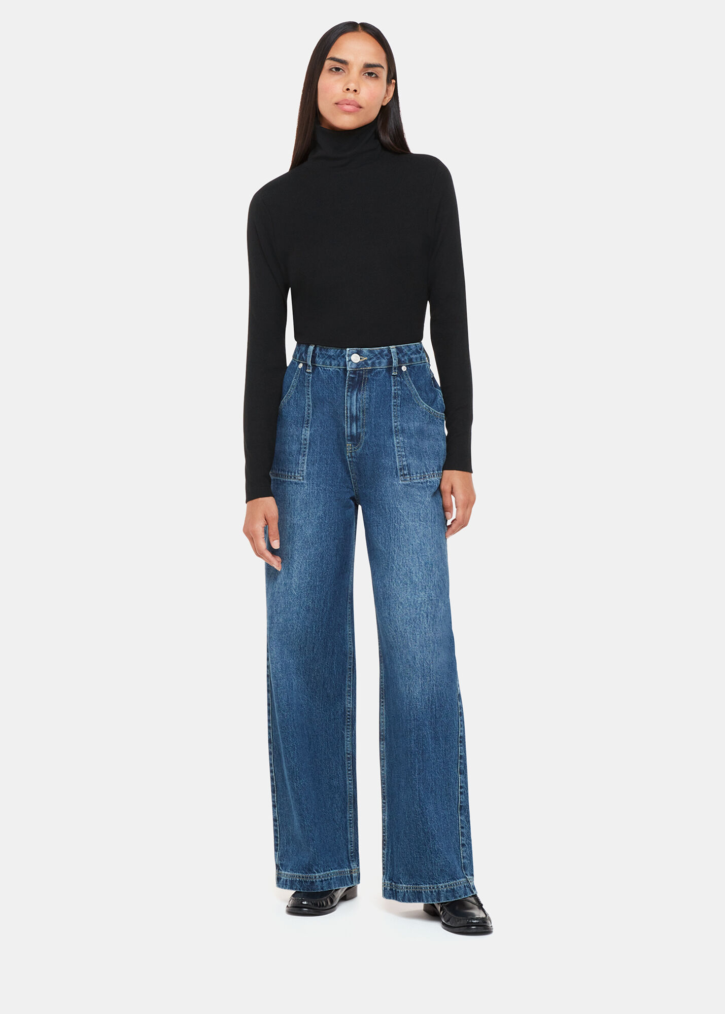 Shop the Black Ribbed Roll Neck Top at Whistles | Week Day Essential