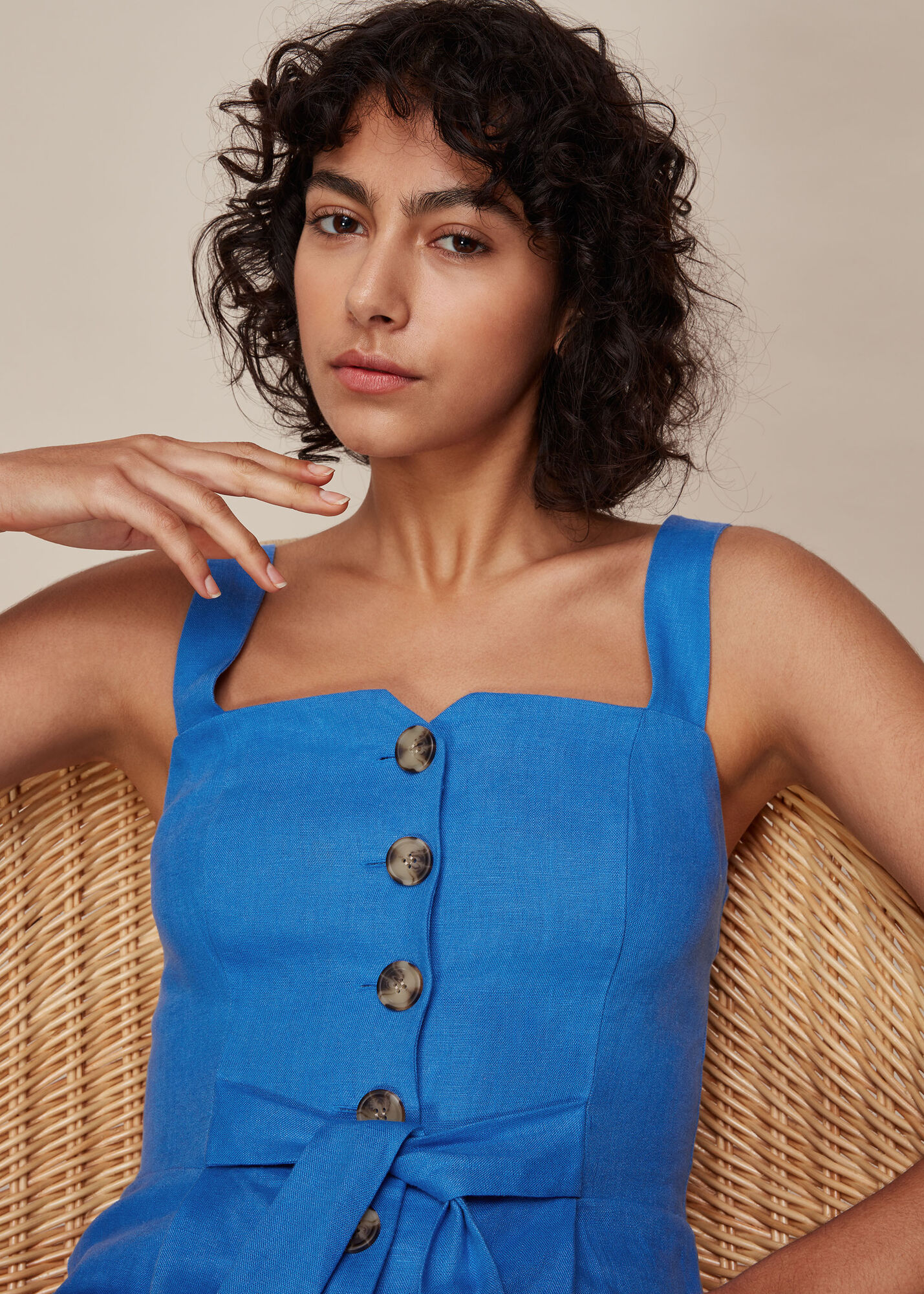 Blue Hadley Linen Jumpsuit | WHISTLES