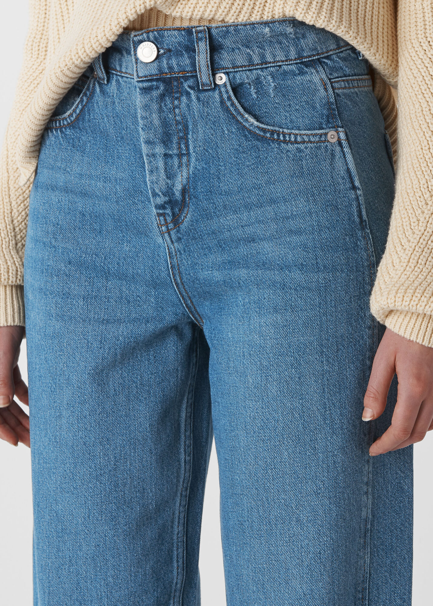 Denim Mid Wash Denim Barrel Leg Jean | WHISTLES | Whistles US