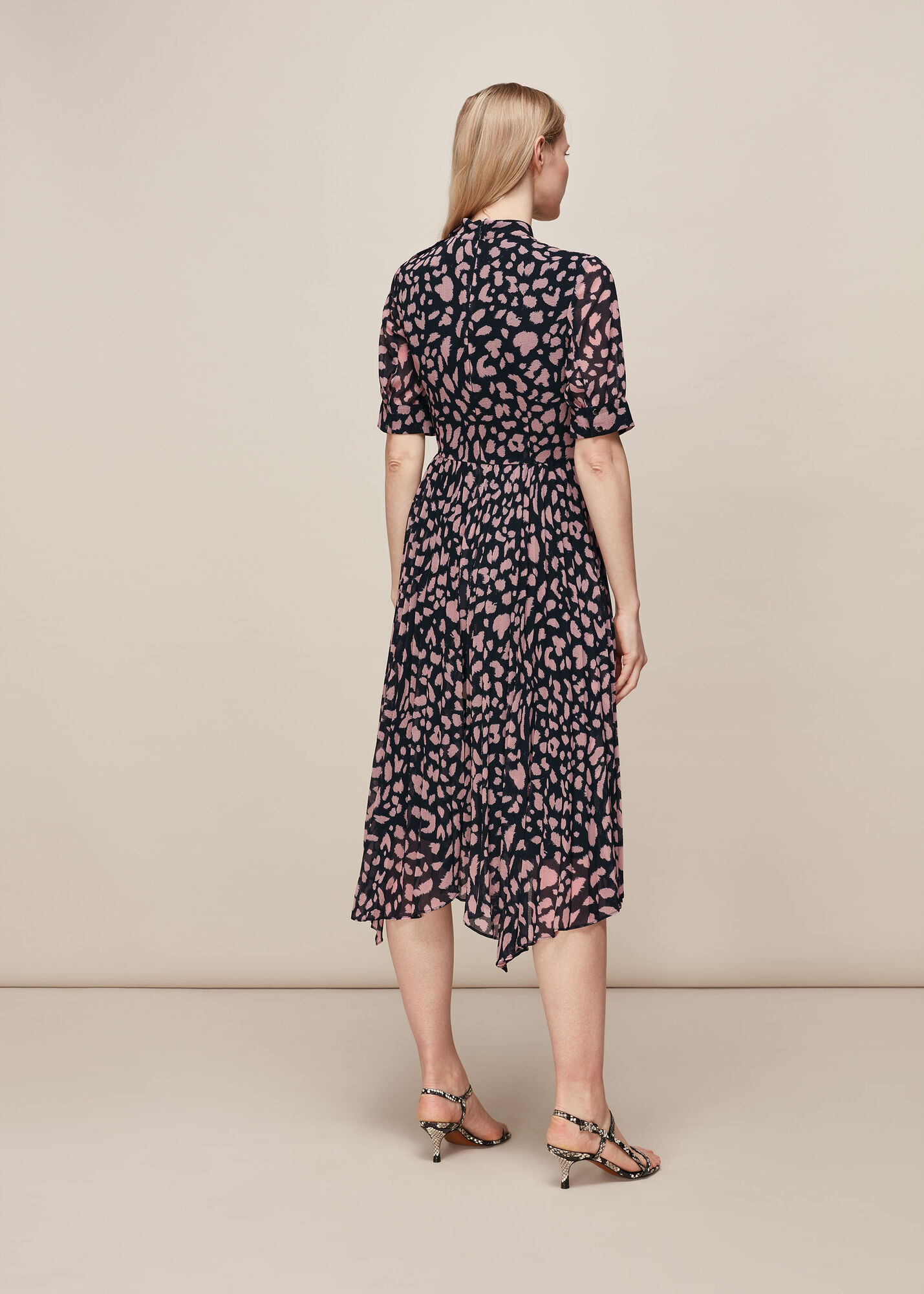 Multicolour Brushed Cheetah Pleated Dress | WHISTLES