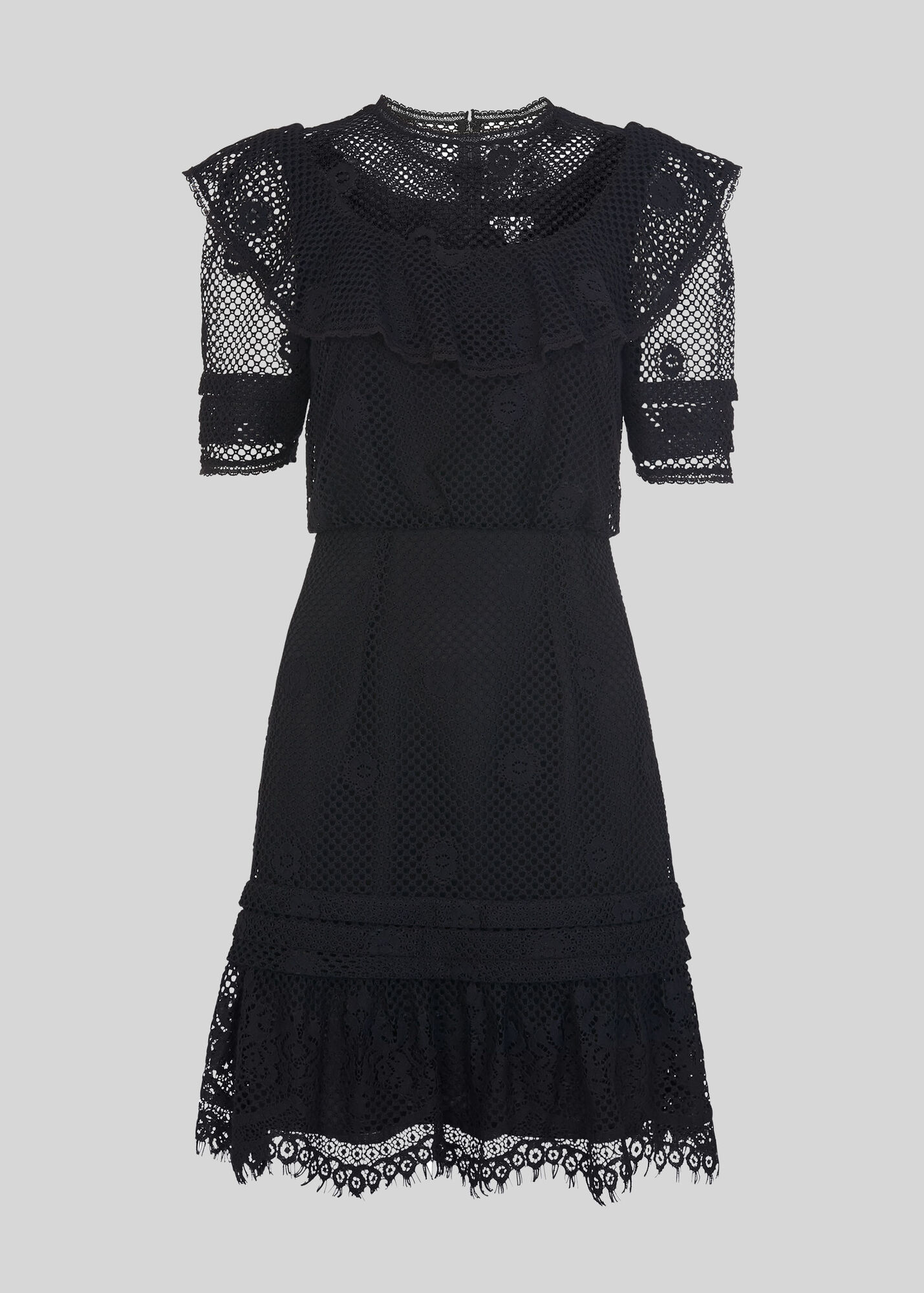 Black Mariah Lace Ruffle Dress | WHISTLES | Whistles UK